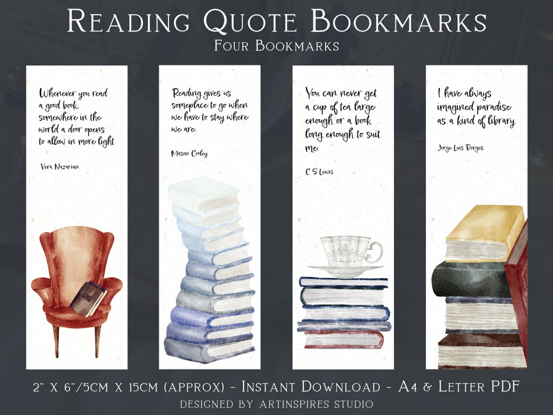 Quote Bookmark Printable, Reading Book Gift, Teacher Bookmarks, Book ...