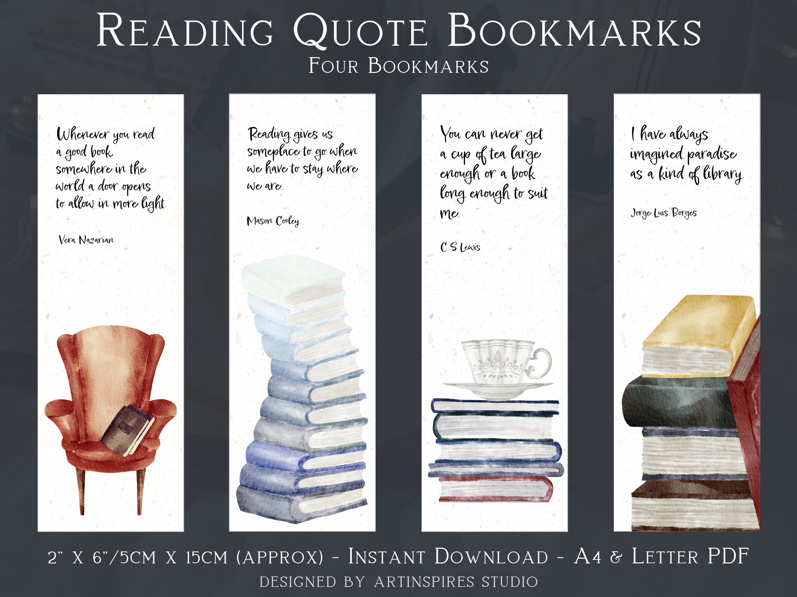 Quote Bookmark Printable, Reading Book Gift, Teacher Bookmarks, Book ...