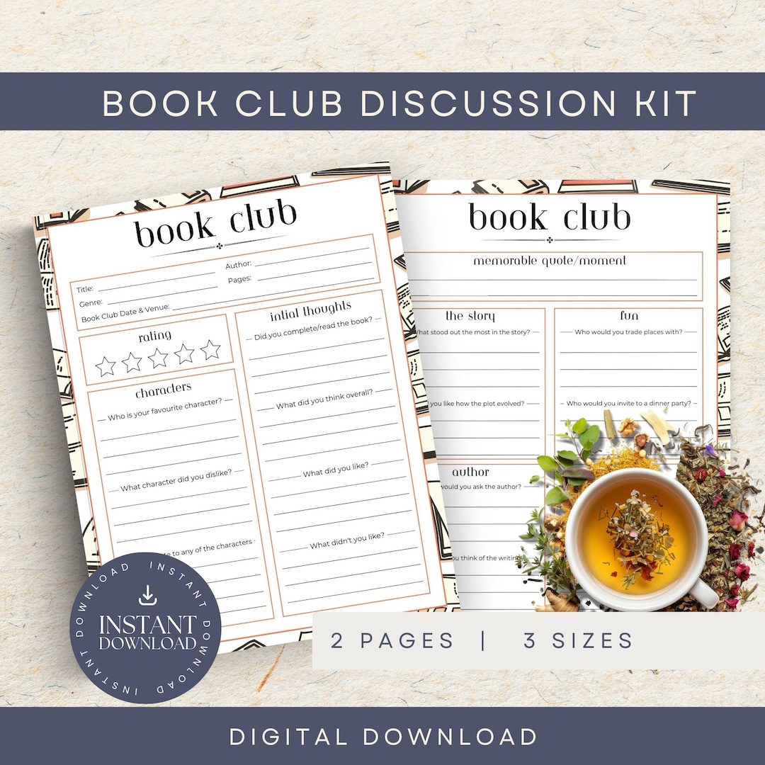 Book Club Printable, Book Club Discussions, DOWNLOAD, Questions for ...