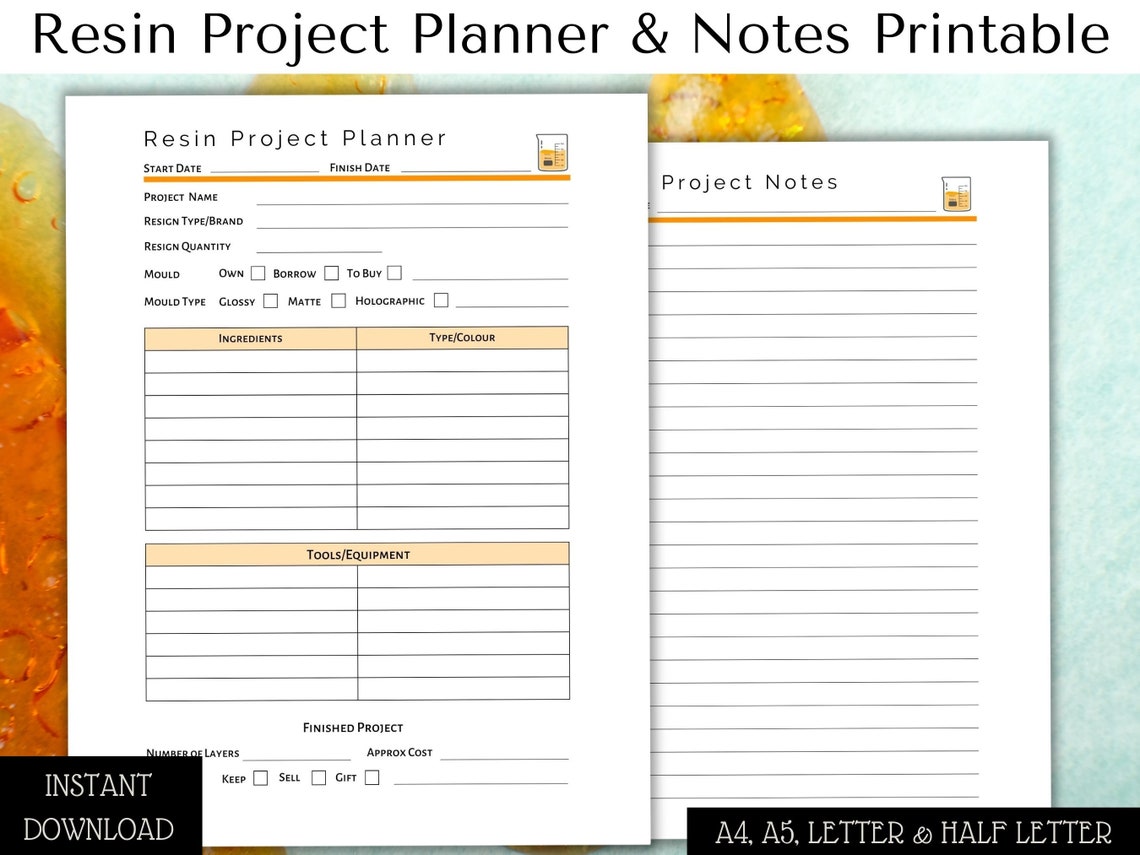 Resin Project Printable Resin Planner PDF Resin Printable - Etsy