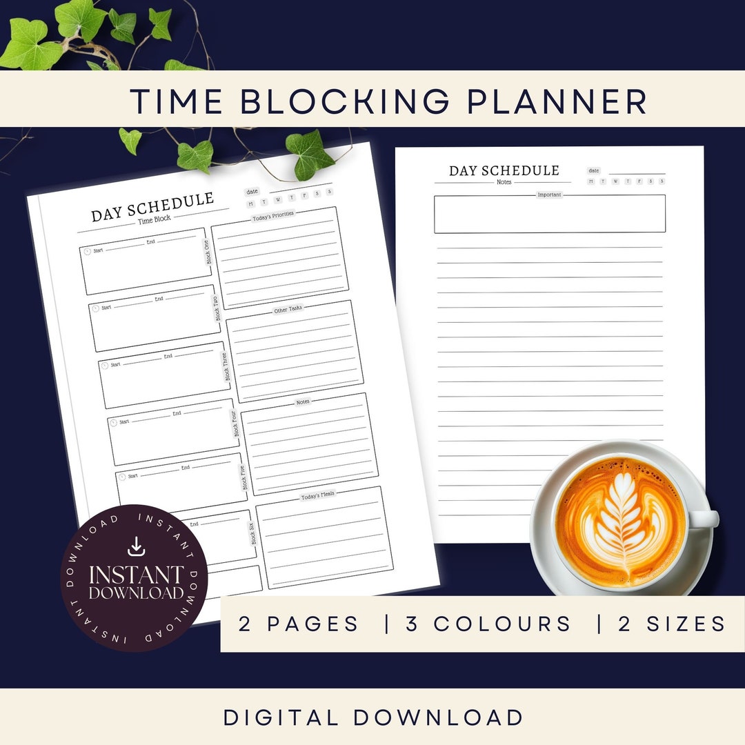 Time Blocking Daily Schedule, Printable Daily Planner, Time Block ...