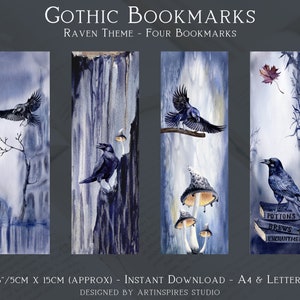 Raven Printable Bookmarks, Raven Book Gift, Raven Bookmarks, Booklovers ...