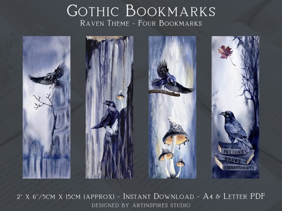 Raven Printable Bookmarks Raven Book Gift Raven Bookmarks - Etsy