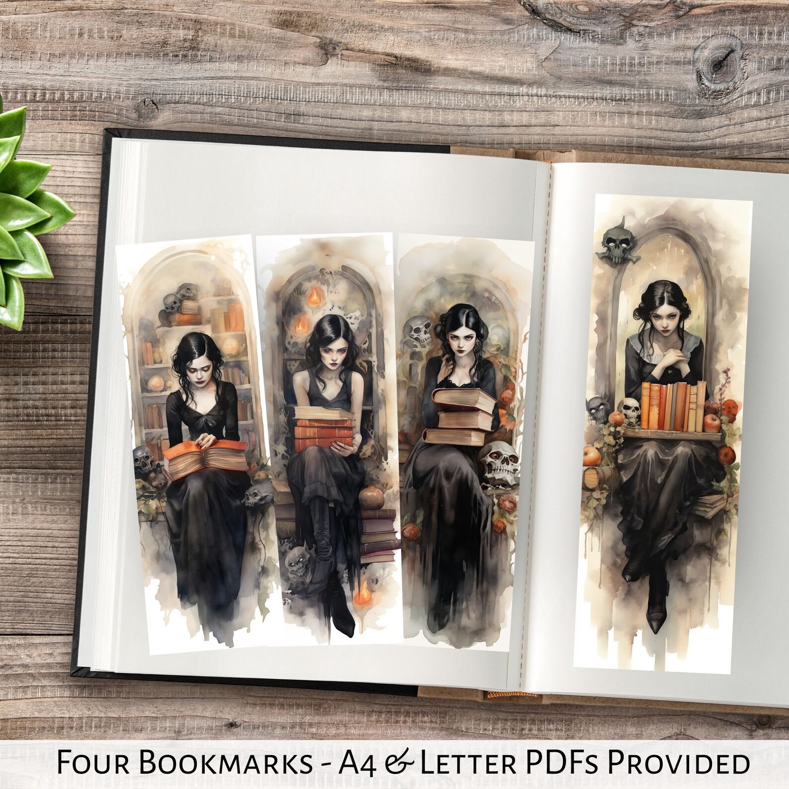 Gothic Book Pile Bookmarks INSTANT DOWNLOAD, Book Lovers Gift ...