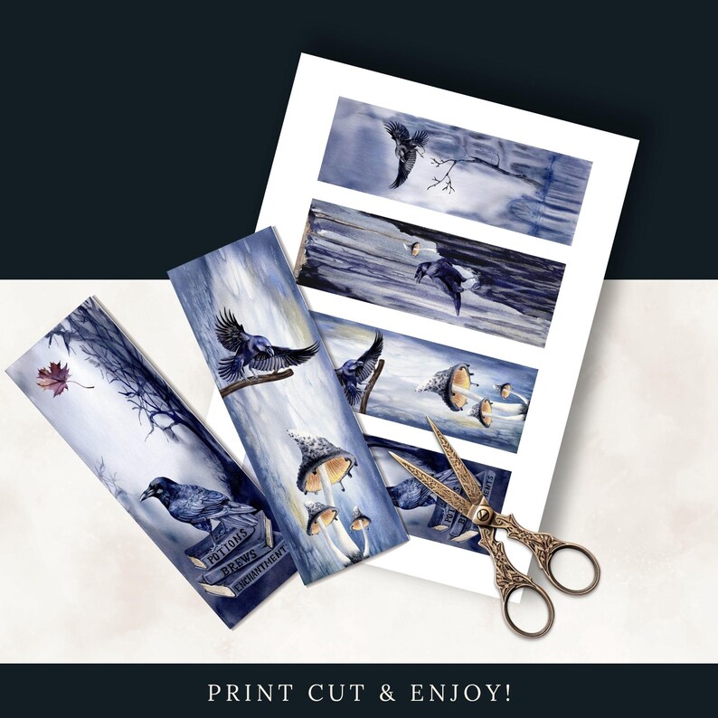 Raven Printable Bookmarks, Raven Book Gift, Raven Bookmarks, Booklovers ...