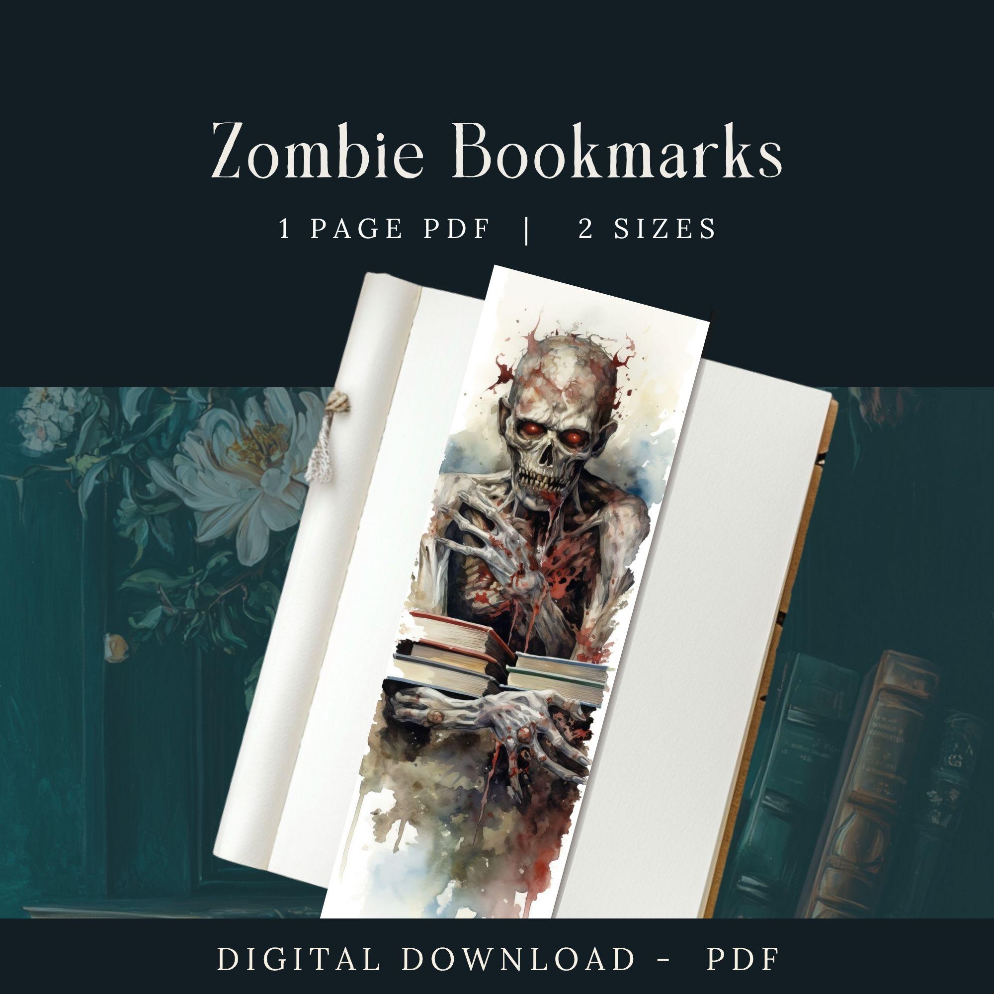 Zombie Book Pile Bookmarks INSTANT DOWNLOAD, Book Lovers Gift, Horror ...