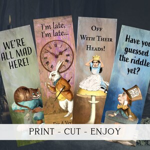 Wonderland Printable Bookmarks, Book Gift, Alice in Wonderland ...