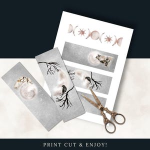 Moon Printable Bookmarks, Full Moon Book Gift, Lunar Bookmarks, Book ...