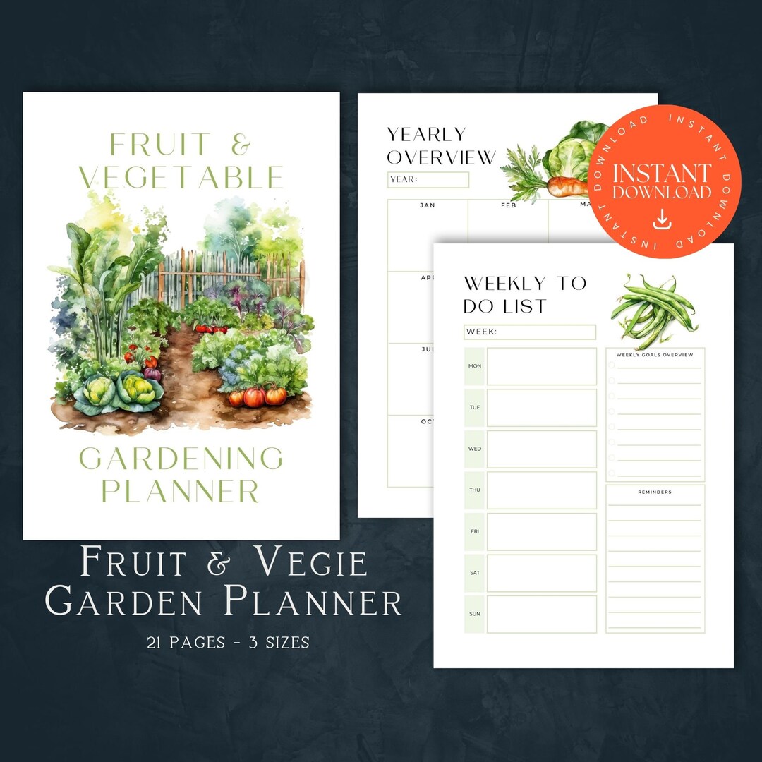 Fruit and Vegetable Gardener Planner, INSTANT DOWNLOAD, Garden Journal ...