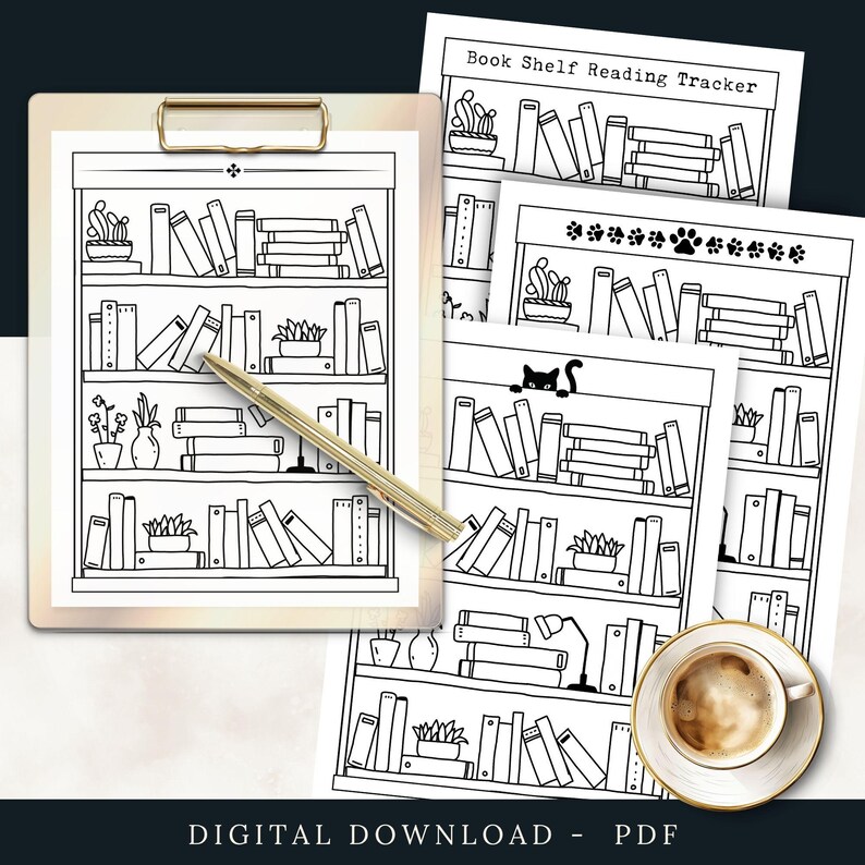 Bookshelf Reading Tracker, INSTANT DOWNLOAD, Bookshelf Reading Log ...
