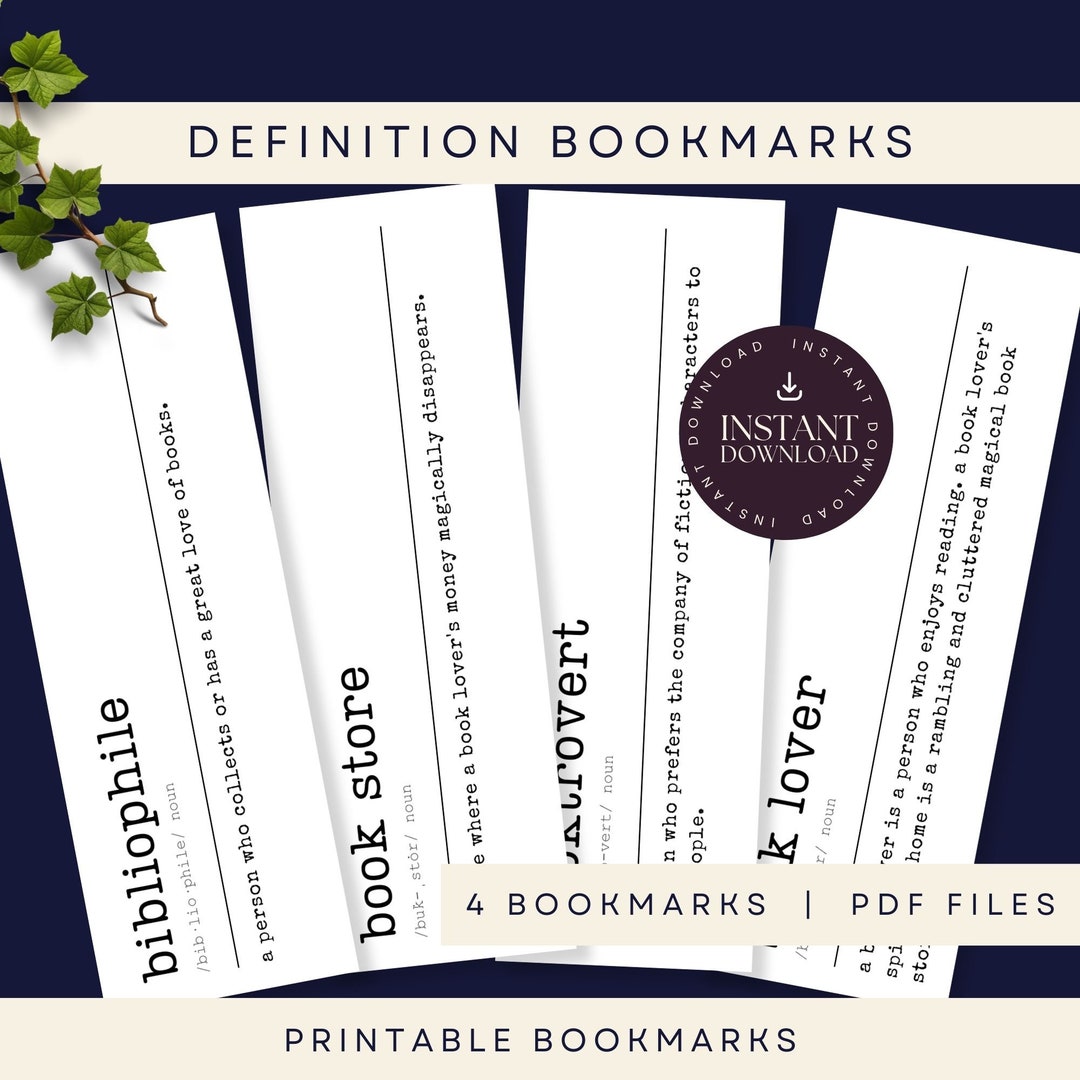 Printable Book Definition Bookmarks, INSTANT DOWNLOAD, Printable ...