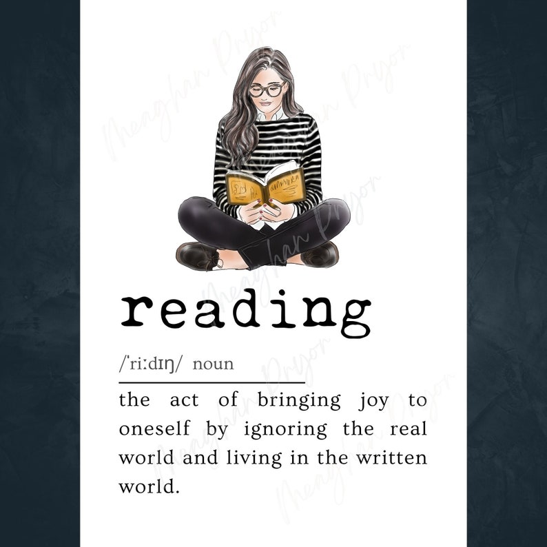 Reading Definition Print Library Poster Printable Book Club - Etsy