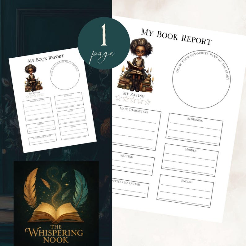 Girls Kids Book Report Printable, Children Book Review Worksheet ...