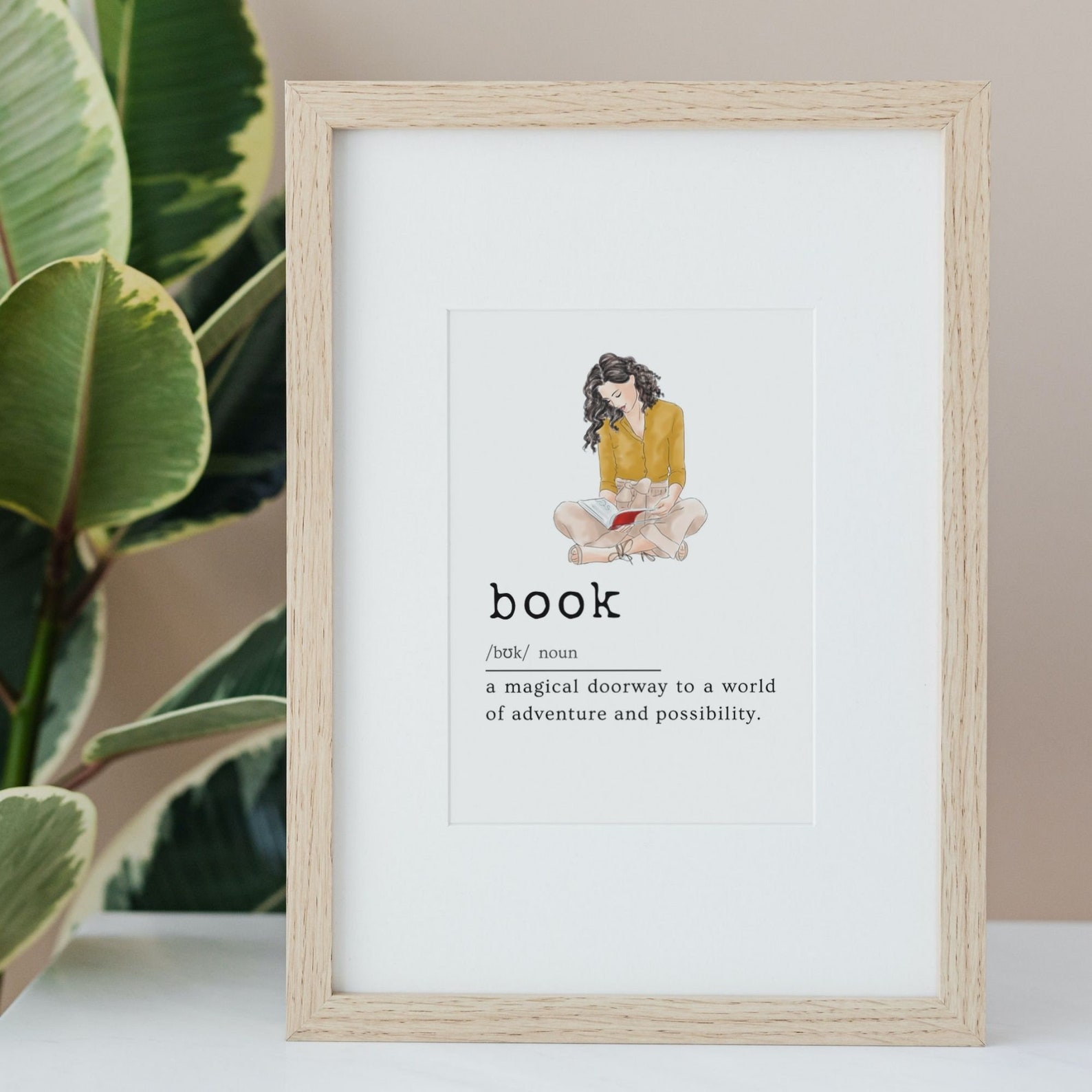 Book Definition Print, Library Poster Printable, Book Club Art, Book ...