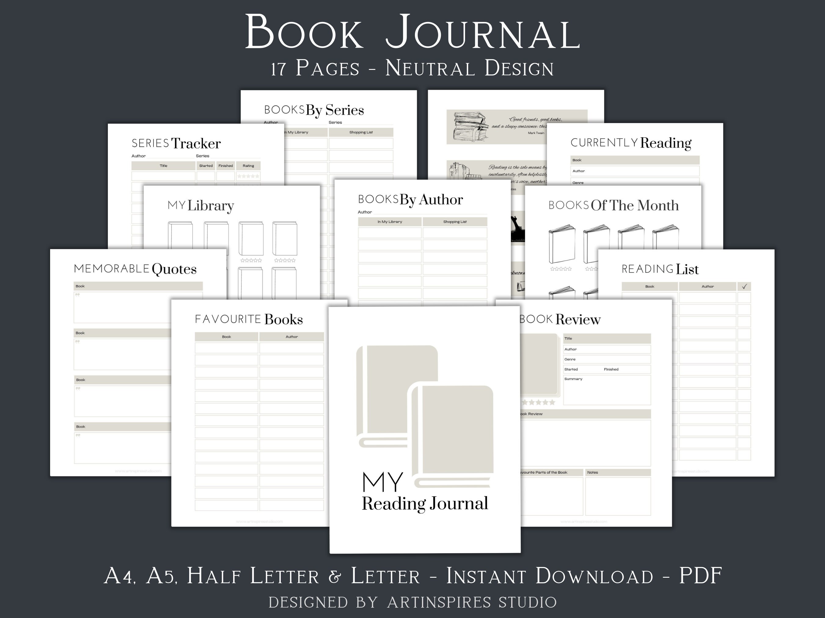 Book Journal Planner, Printable Reading Planner, Reading Log, Reading ...
