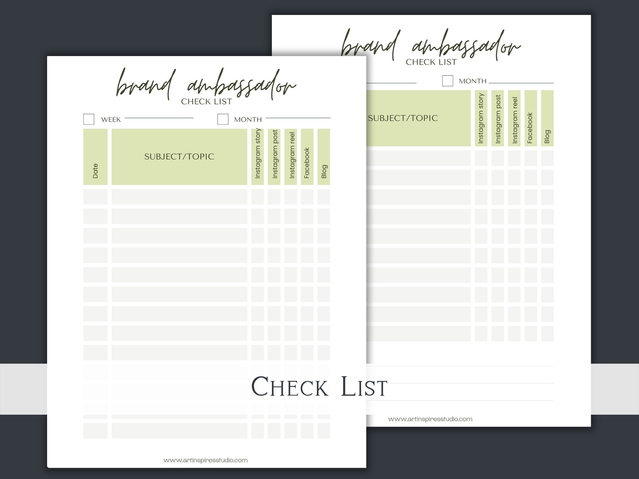 Brand Ambassador Kit, Brand Ambassador Planner, Brand Planner, Brank ...