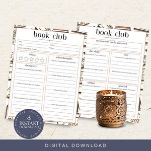 Book Club Printable, Book Club Discussions, DOWNLOAD, Questions for ...
