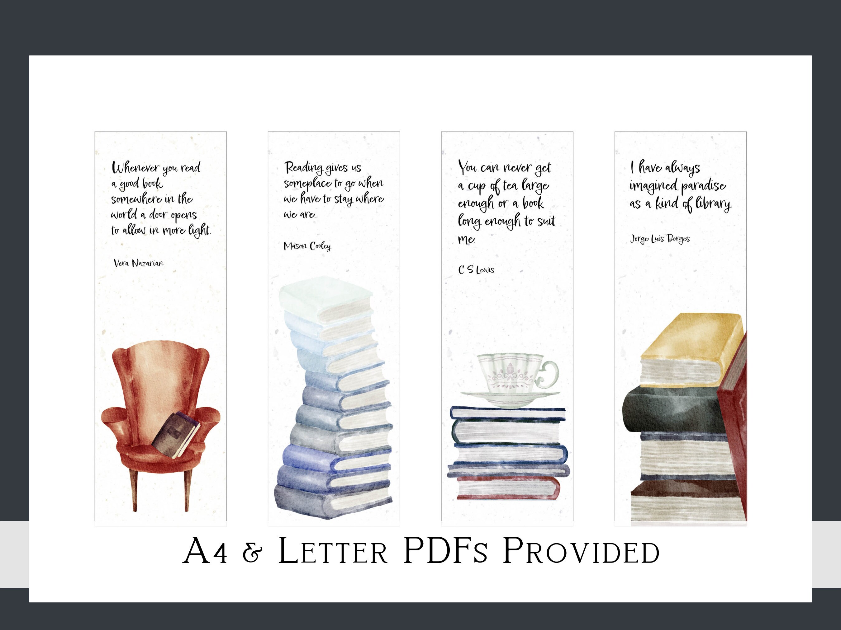 Quote Bookmark Printable Reading Book Gift Teacher - Etsy