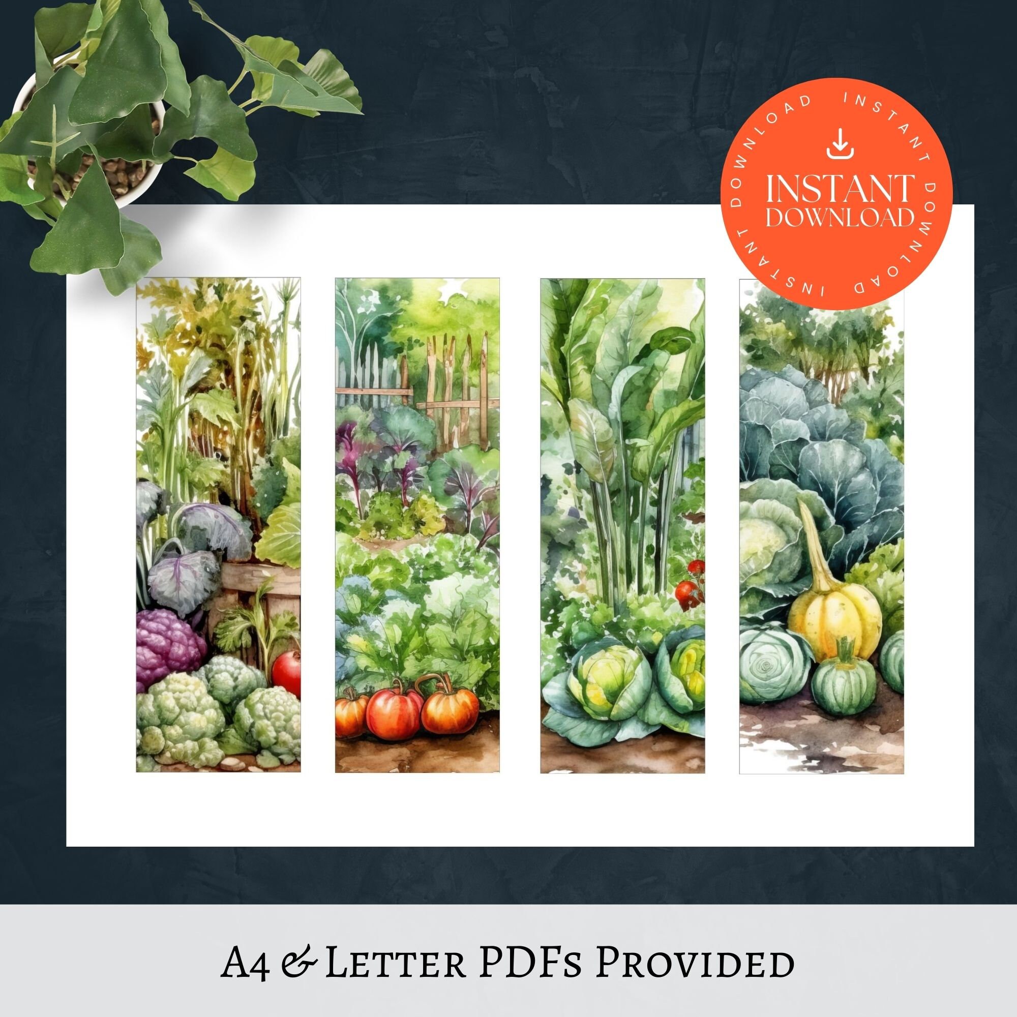 Garden Book Bookmarks, INSTANT DOWNLOAD, Vegetable Bookmarks, Book ...