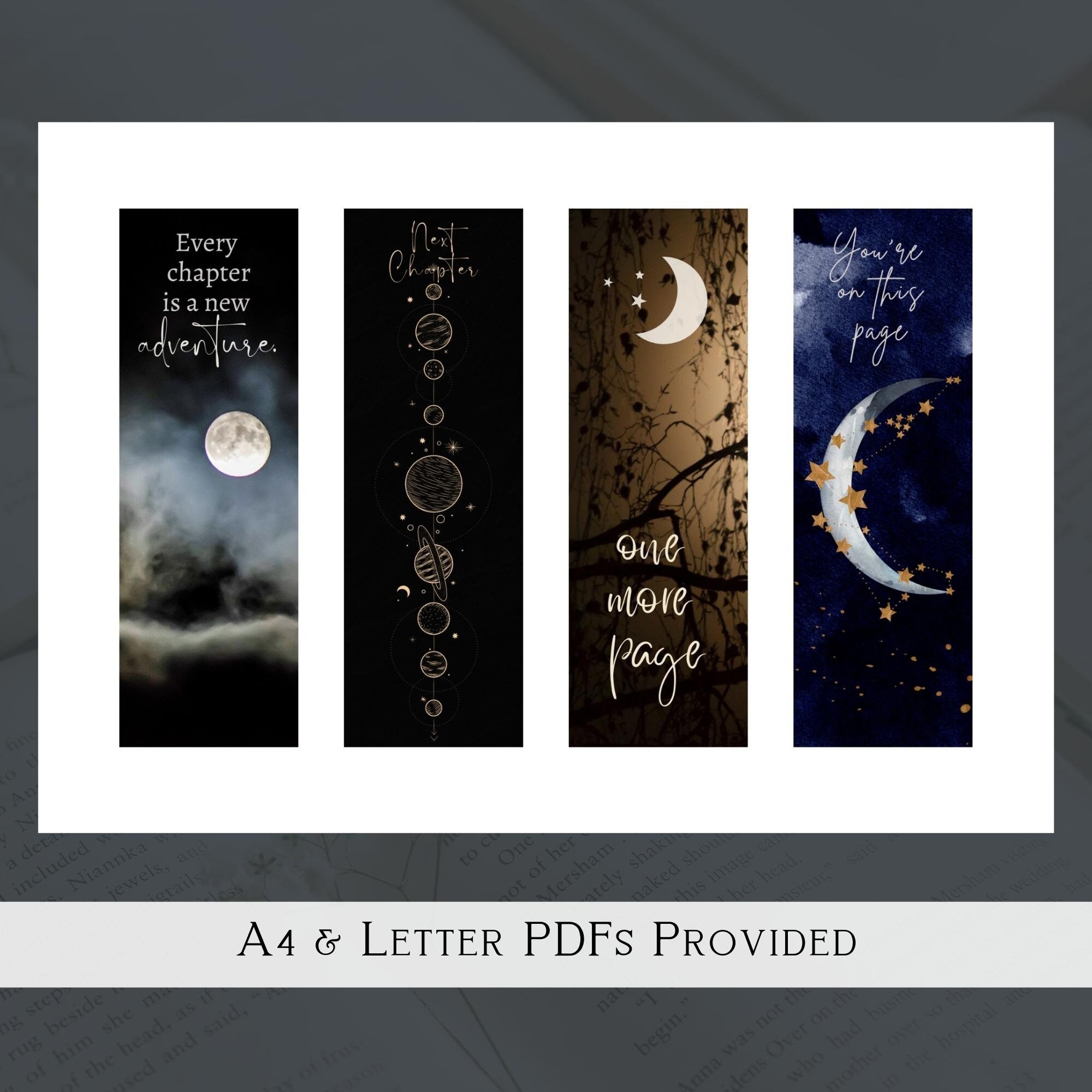 Night Bookmarks, Moon and Stars, INSTANT DOWNLOAD, Book Gift ...
