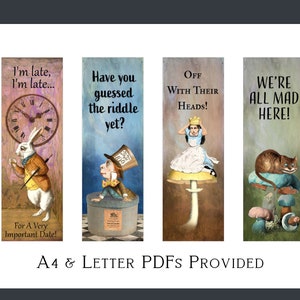 Wonderland Printable Bookmarks, Book Gift, Alice in Wonderland ...