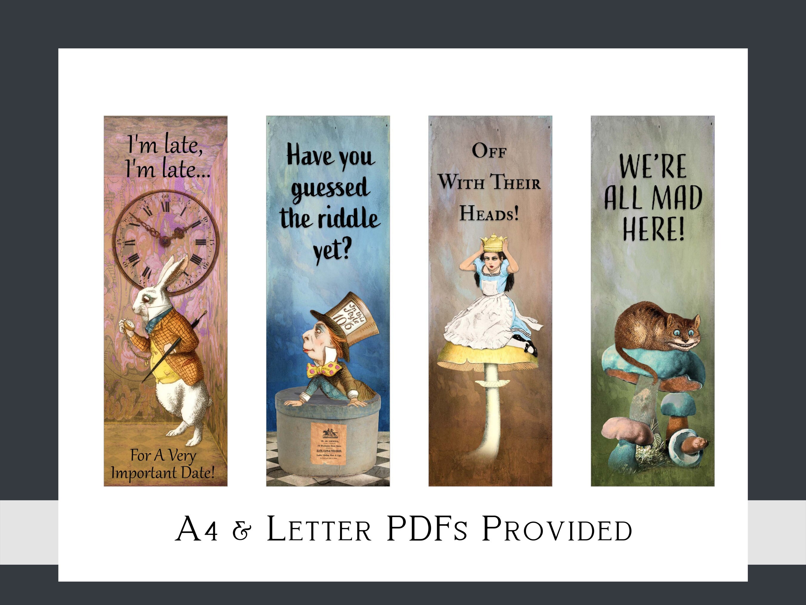 Wonderland Printable Bookmarks, Book Gift, Alice in Wonderland ...