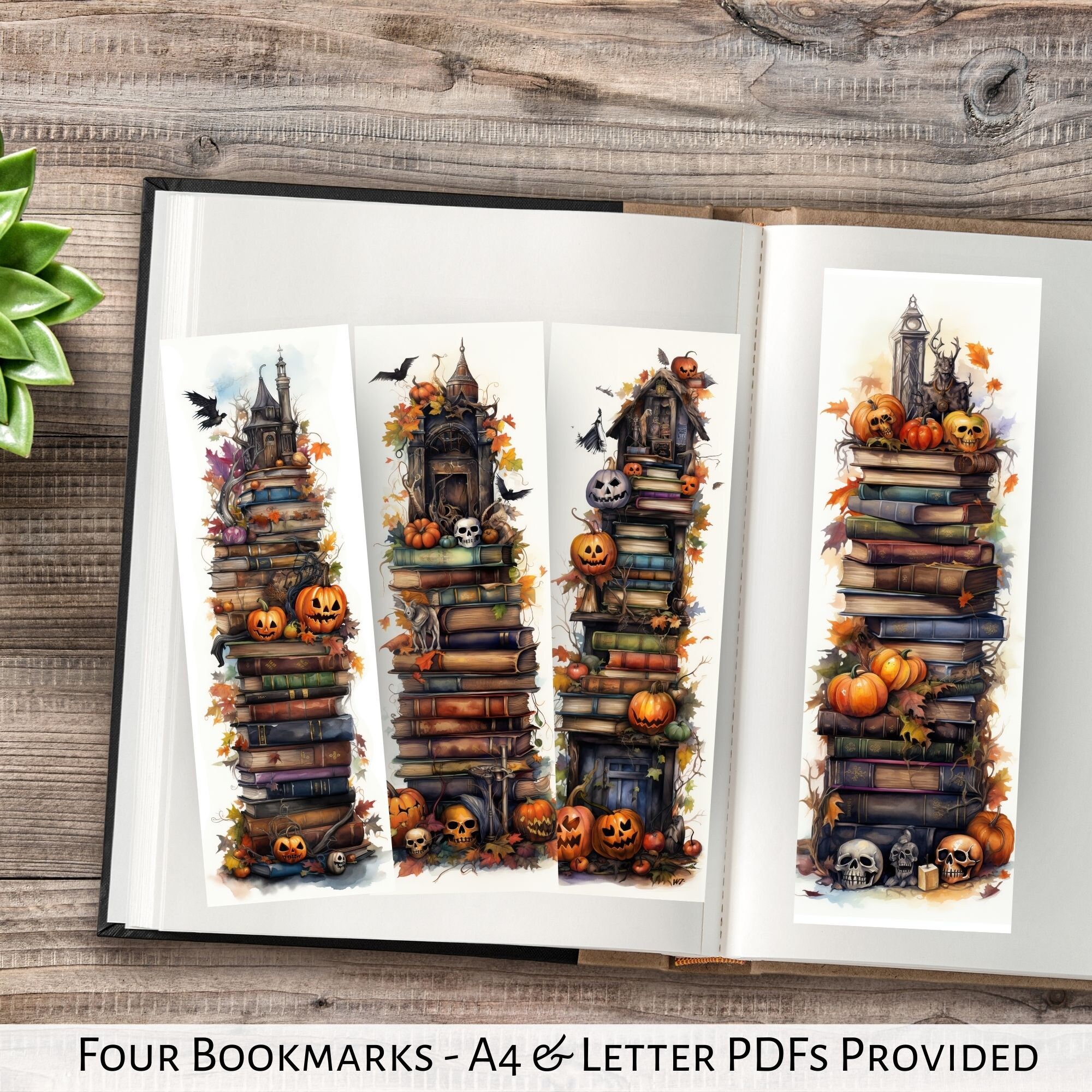 Halloween Book Pile Bookmarks INSTANT DOWNLOAD Book Lovers - Etsy