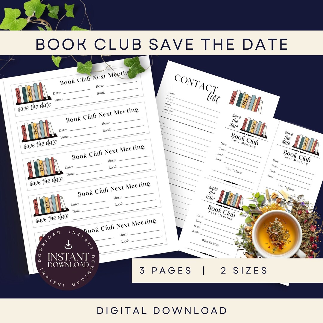 Book Club Save the Date, Book Club Kit, Book Club Printables, Book Club ...