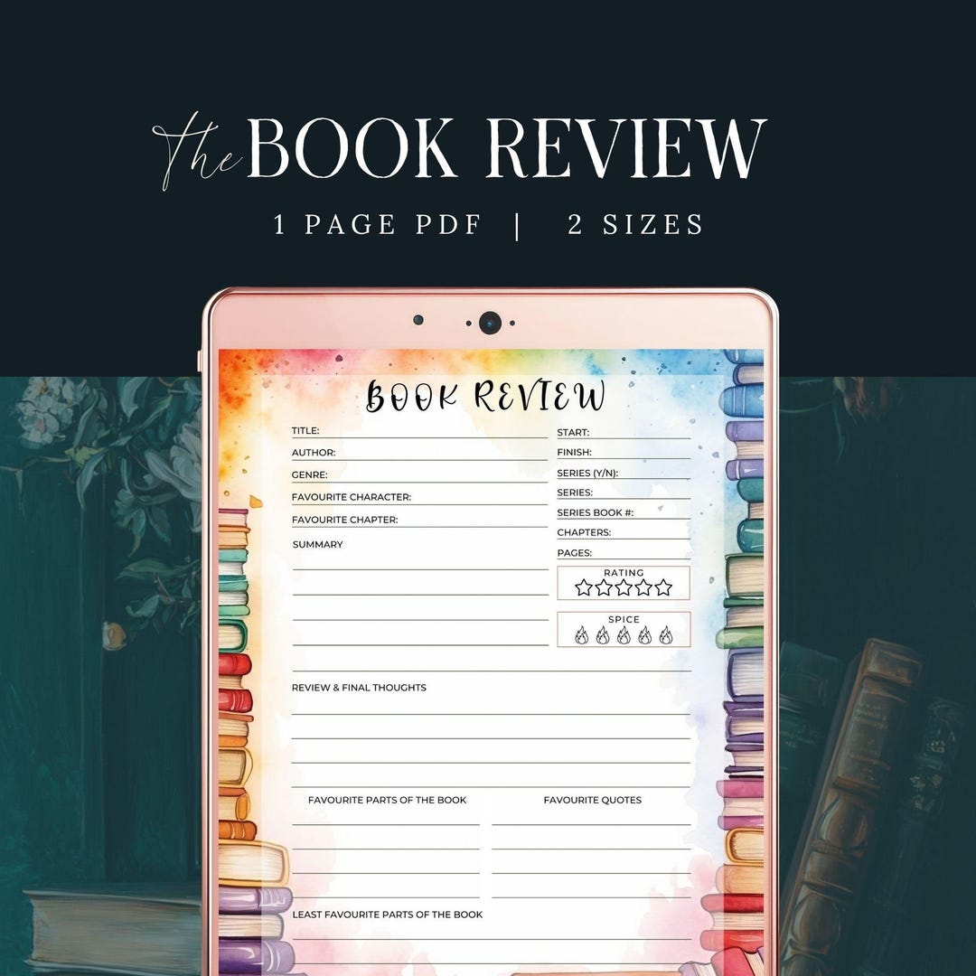 Bright Book Review Log, INSTANT DOWNLOAD, Book Club Kit Journal ...