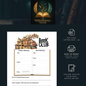 Book Club Kit, INSTANT DOWNLOAD, Reading Group Resources, Printable ...
