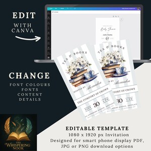 Book Club Month Digital Invitation Template, CANVA, Editable Invite for ...