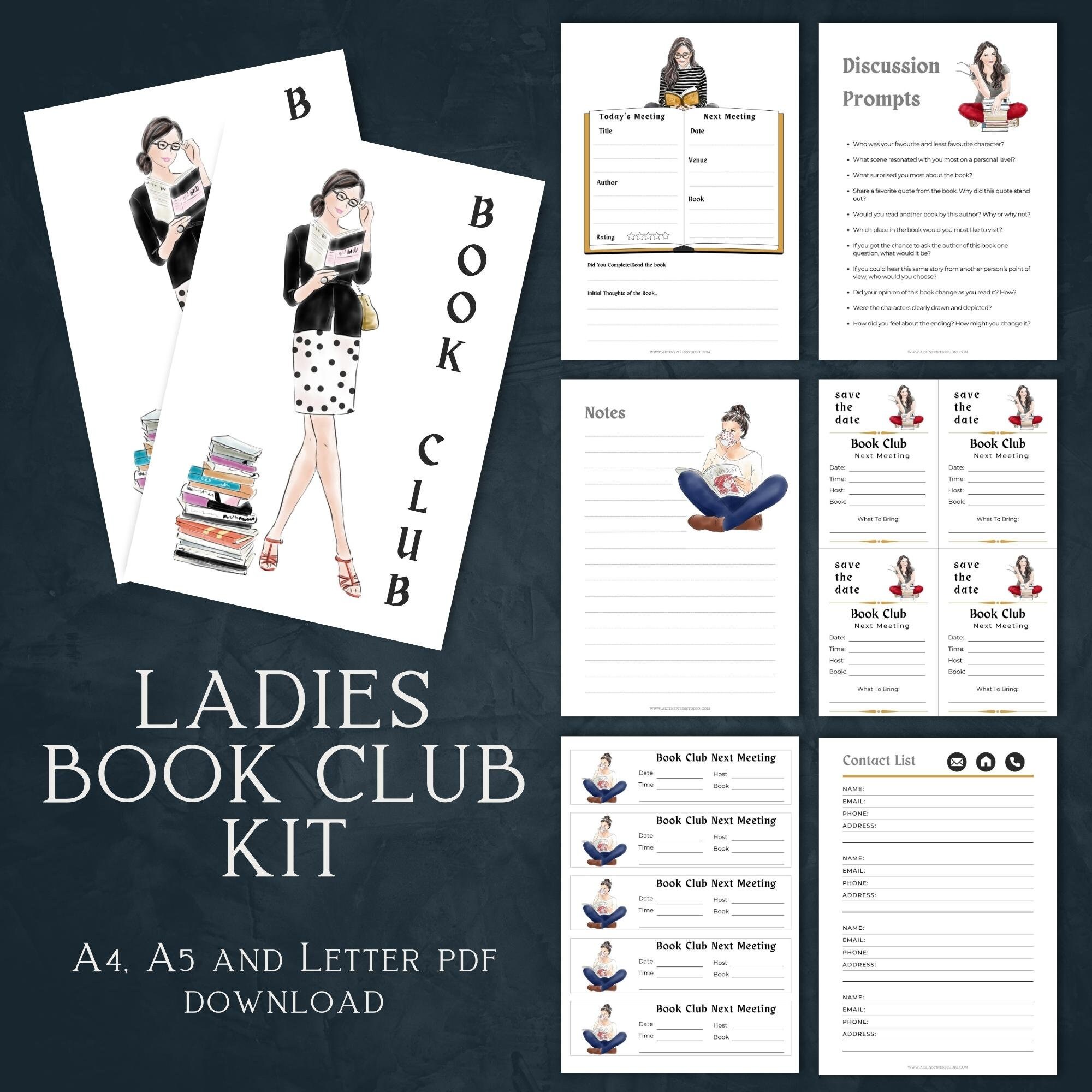 Ladies Book Club Planner, Book Club Discussion, Book Gift, Reading ...