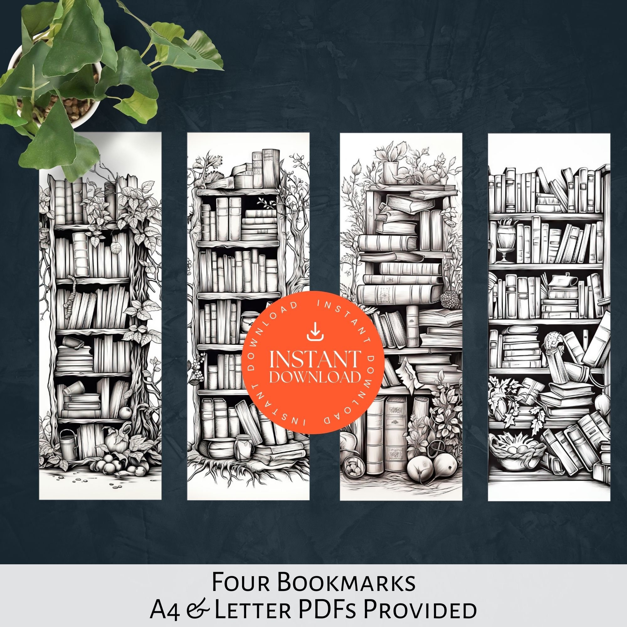 Colour in Bookshelf Bookmarks, INSTANT DOWNLOAD, Coloring in Bookmarks ...