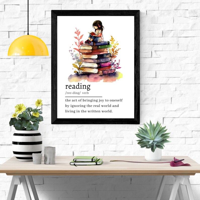 Reading Definition Wall Art, DOWNLOAD, Library Poster, Book Club Gift ...