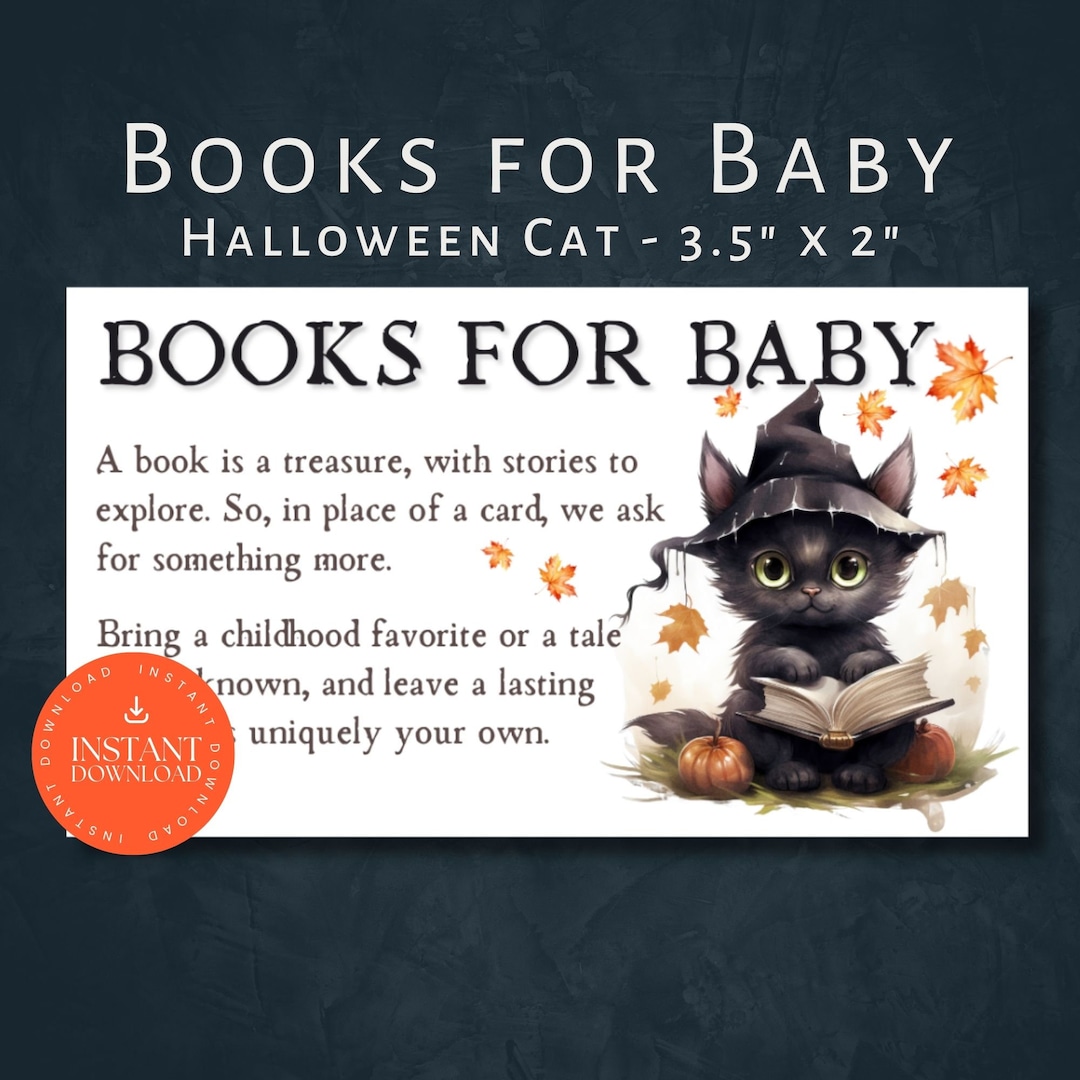 Spooky Books for Baby Card, INSTANT DOWNLOAD, Babies Library Insert ...