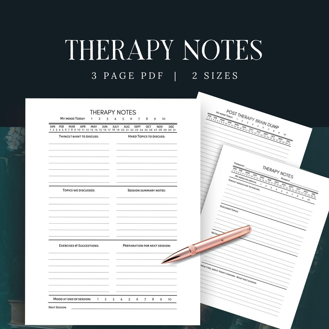Therapy Notes Printable, Printable Therapist Notes, Mental Health ...