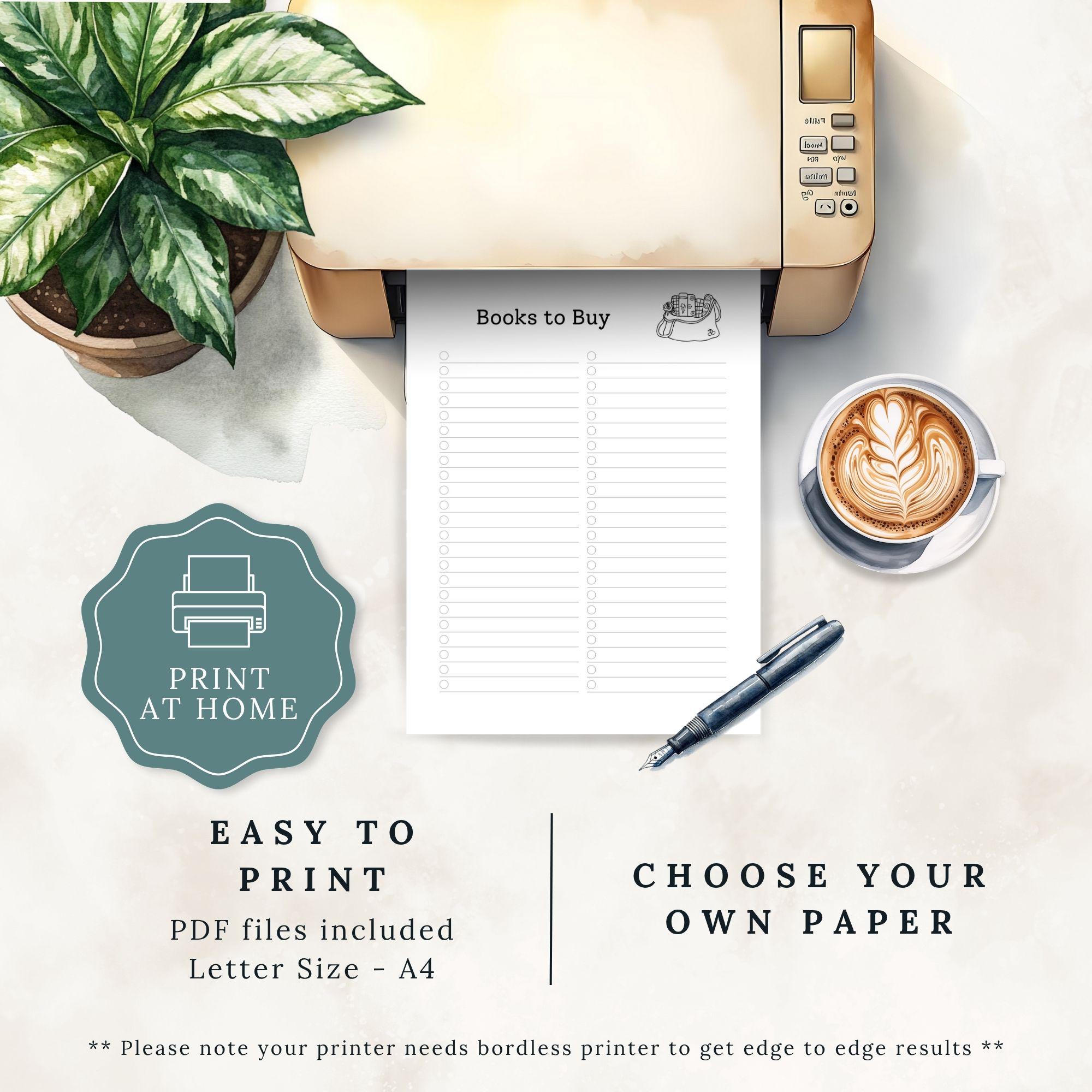 Book Shopping List Printable, INSTANT DOWNLOAD, Book Club Kit Journal ...