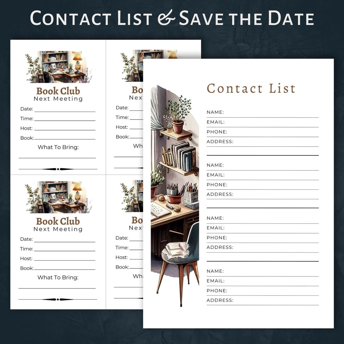 Bookshelf Book Club Kit, INSTANT DOWNLOAD. Book Club Discussion, Book ...