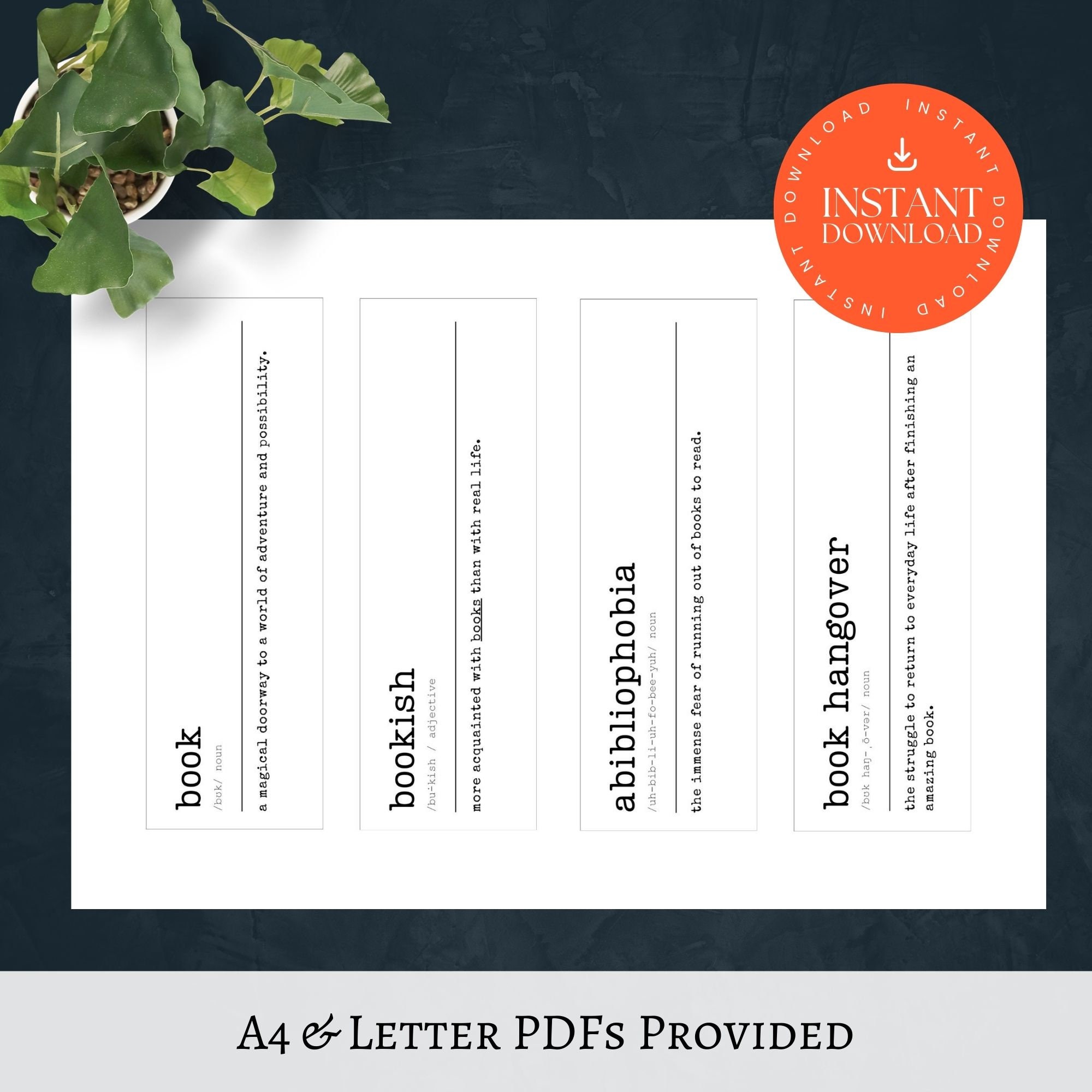 Printable Book Definition Bookmarks, INSTANT DOWNLOAD, Printable ...