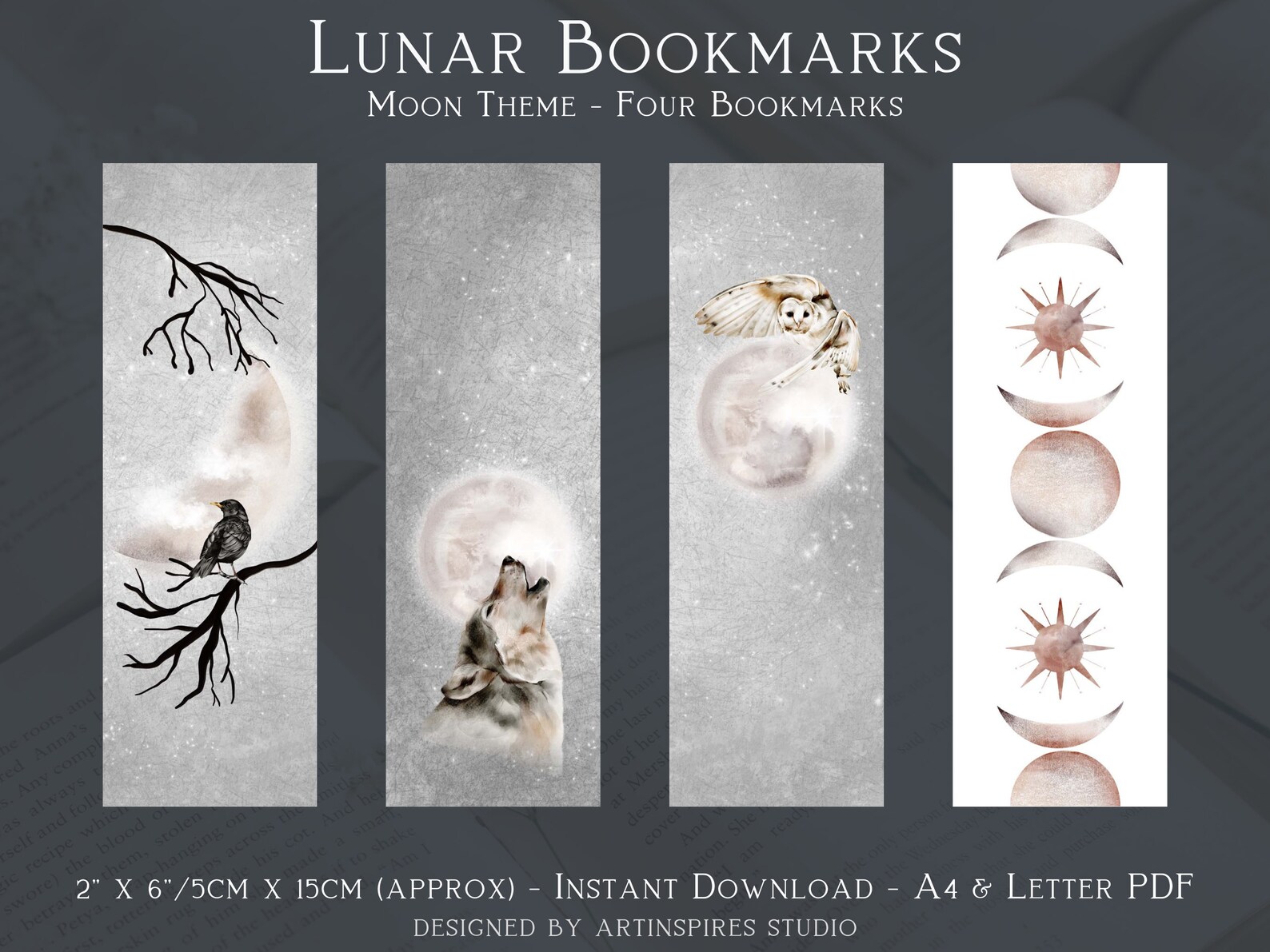 Moon Printable Bookmarks Full Moon Book Gift Lunar - Etsy