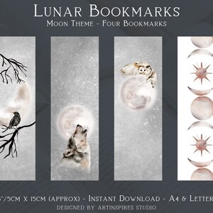 Moon Printable Bookmarks Full Moon Book Gift Lunar - Etsy