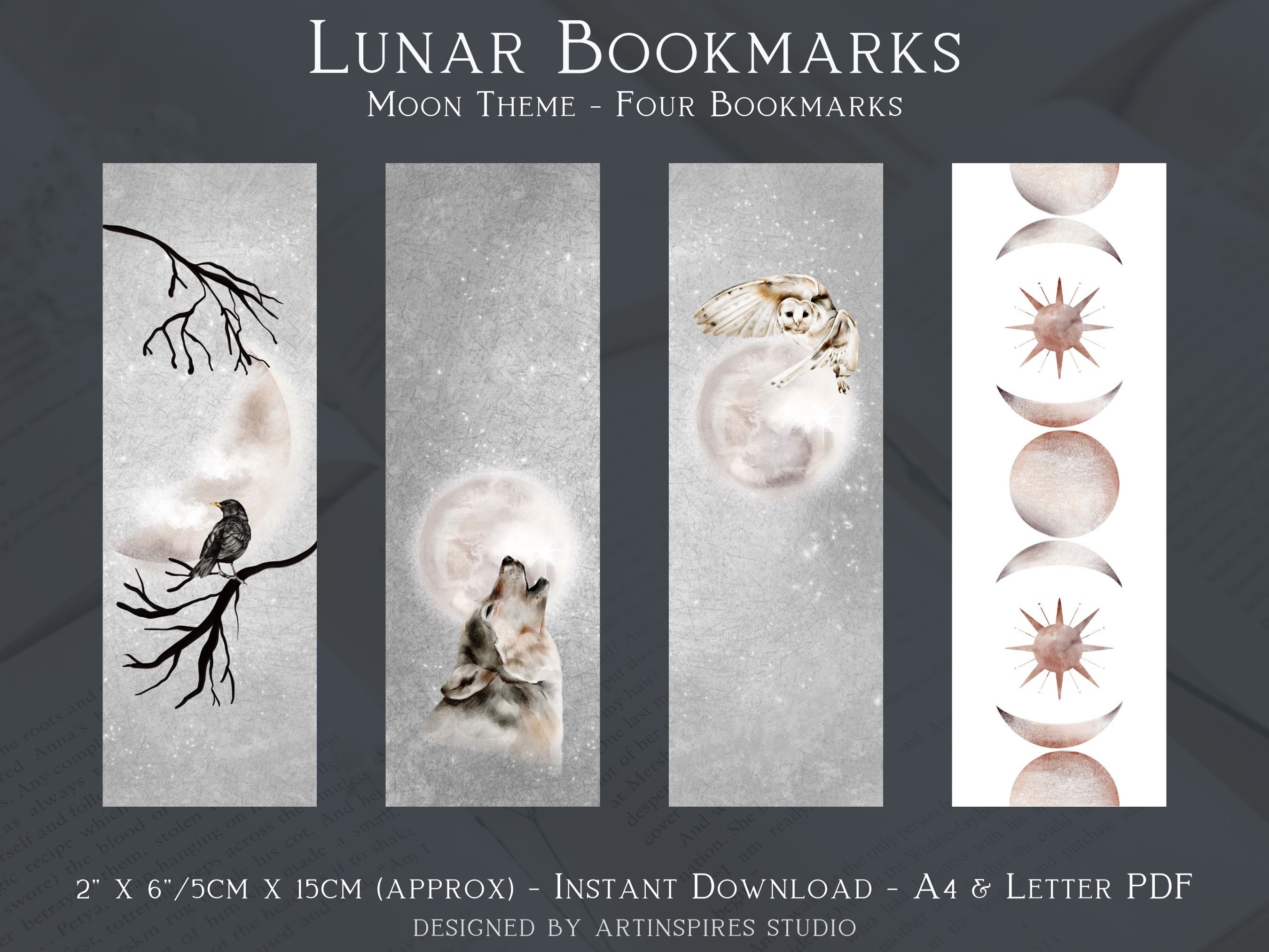 Moon Printable Bookmarks Full Moon Book Gift Lunar - Etsy
