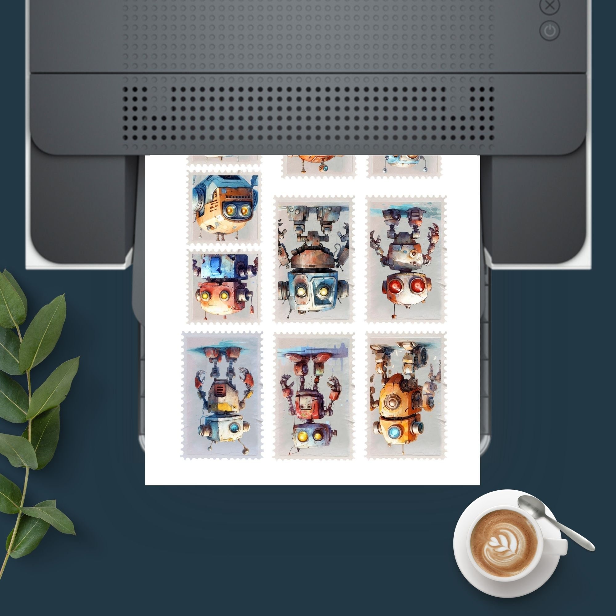 Robot Journal Stamps, INSTANT DOWNLOAD, Junk Journal Embellishments ...