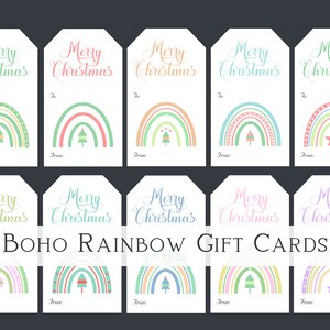 Boho Christmas Rainbow Printable Gift Tags, Christmas Gift Tag, Holiday ...