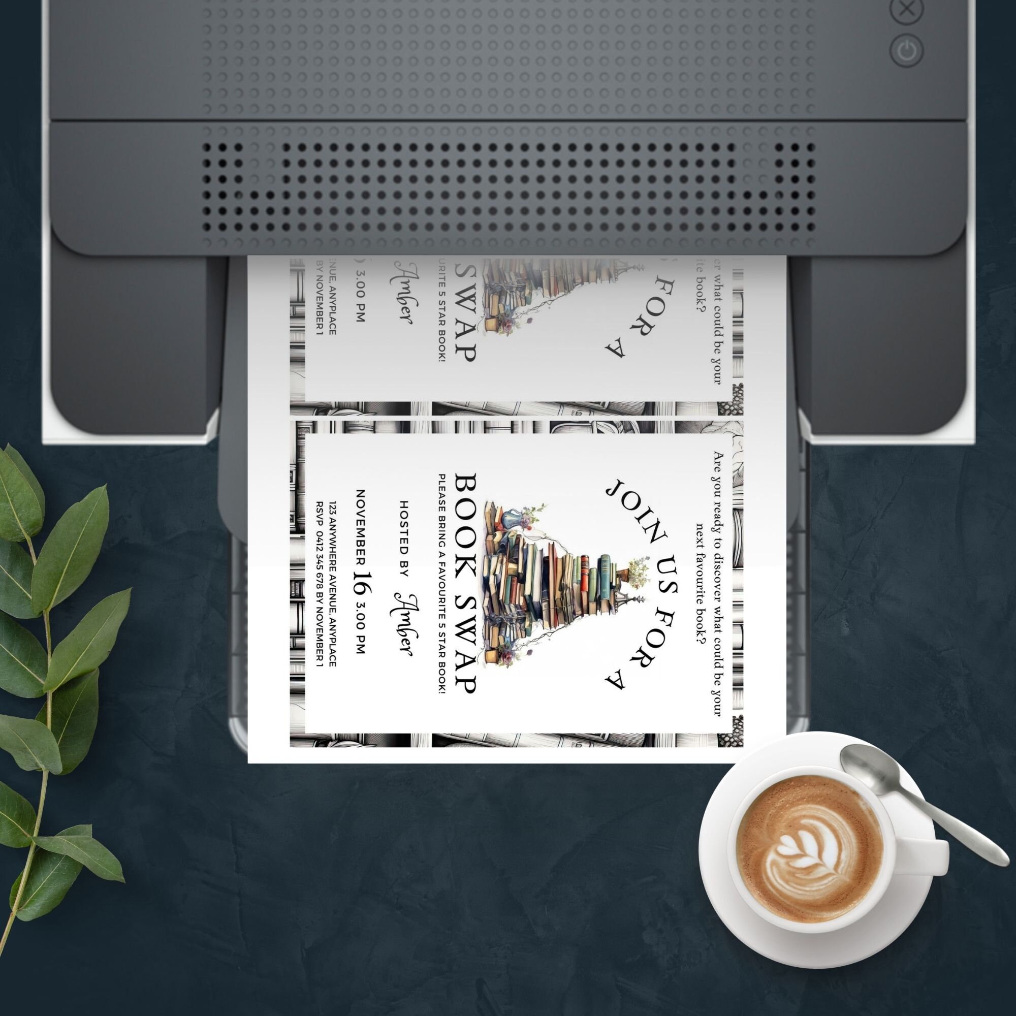 Book Swap Invitation, CANVA TEMPLATE, Book Club Themed Meeting ...