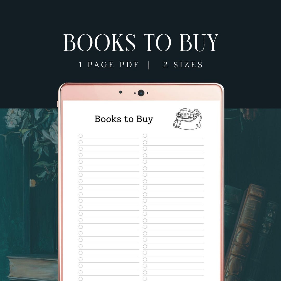 Book Shopping List Printable, INSTANT DOWNLOAD, Book Club Kit Journal ...