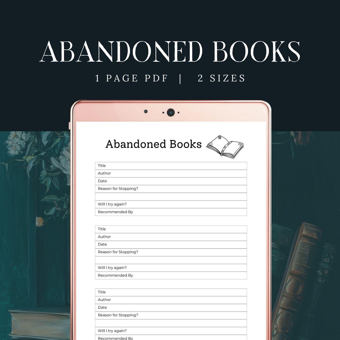 Abandoned Books Log, DNF Book PDF, Reading Journal, Unfinished Reads ...