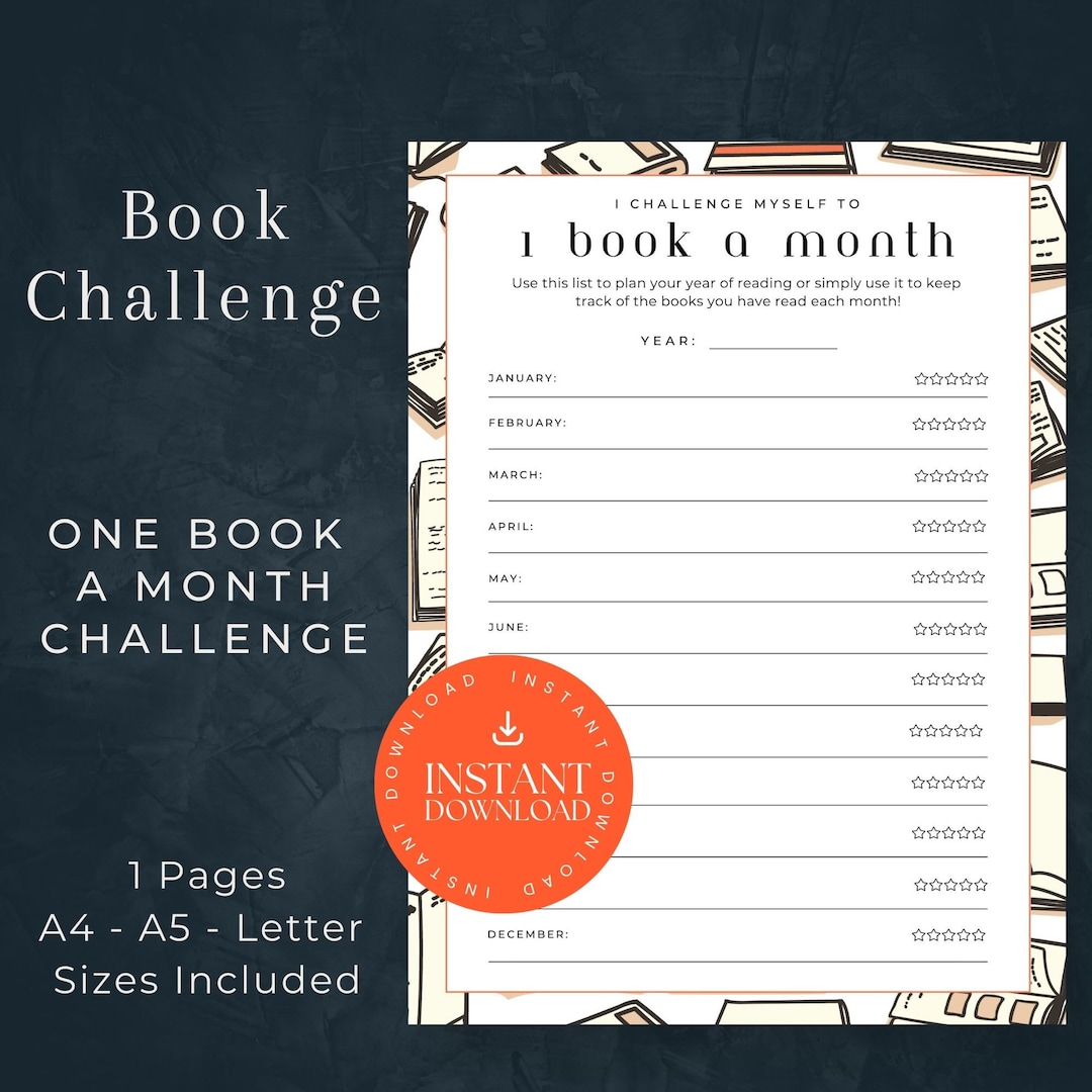 Monthly Book Challenge, DOWNLOAD, Reading Tracker, Reading Planner ...