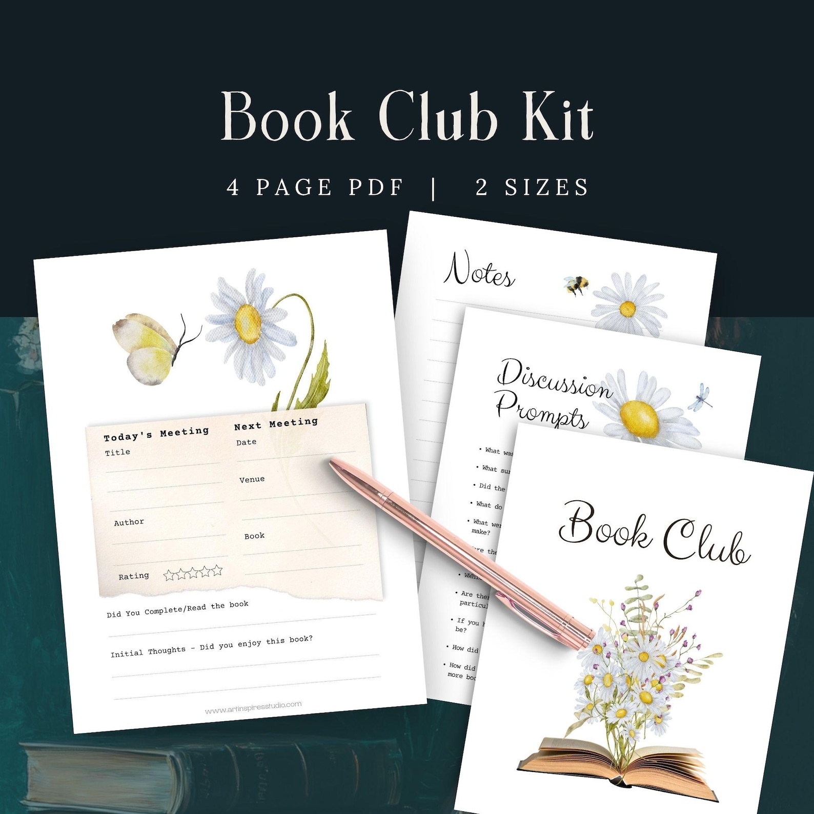 Daisy Book Club Planner, Book Club Discussion, Book Review, Reading ...
