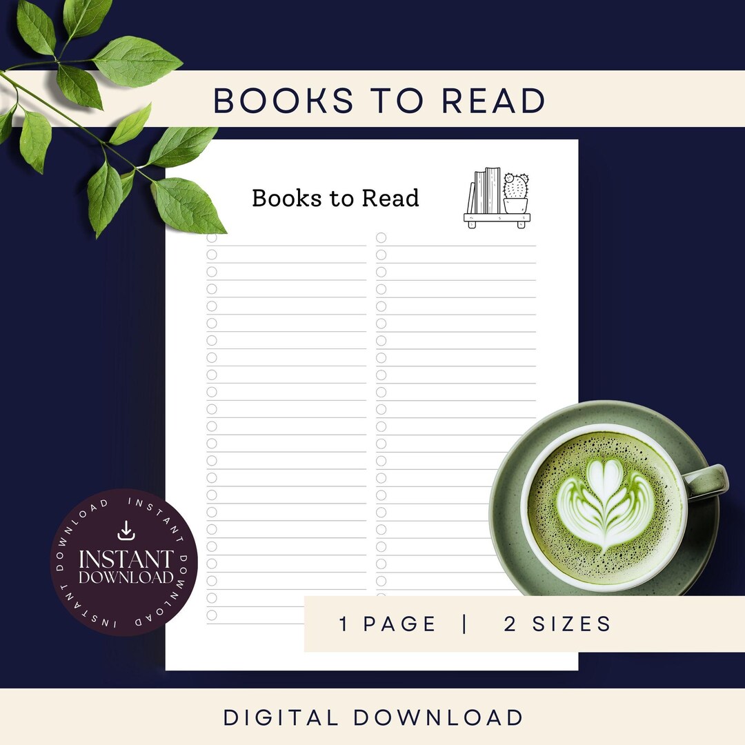 Books to Read List, PRINTABLE Reading Worksheet, Book Tracker, Reading ...